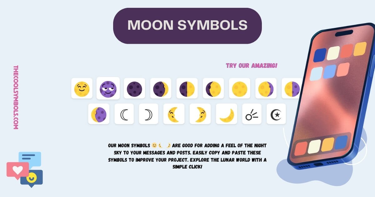 Moon Symbols 🌙 | Copy & Paste Lunar Phases, Faces & Text Art